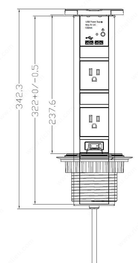 2-Plug Pop-Up Power Bar Vertical Retractable Powerdock – Craft Supply