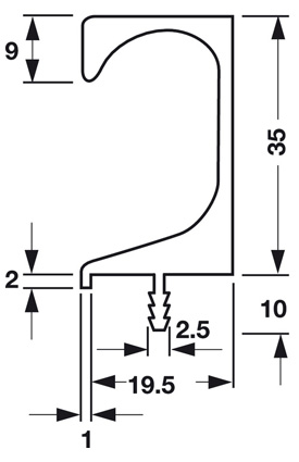 Hafele Extruded Continuous Handle, 2500mm W x 20.5mm D x 45mm H – Craft ...