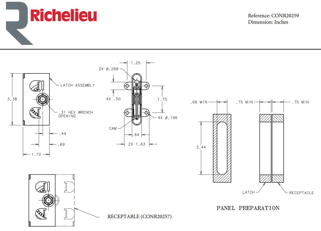 Concealed Butt-Joint Panel Fastening Latch for Thin Panels – Craft Supply