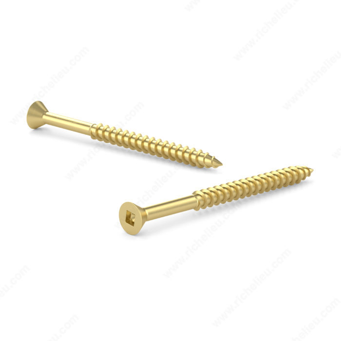 Yellow Zinc Screw, Flat Head, Square Drive, Coarse Thread, Regular Wood ...