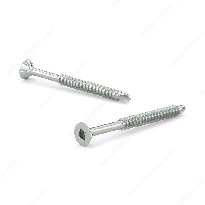PWR DRIVE HYBRID Wood Screw, Flat Head with Nibs, Square Drive, Fine ...