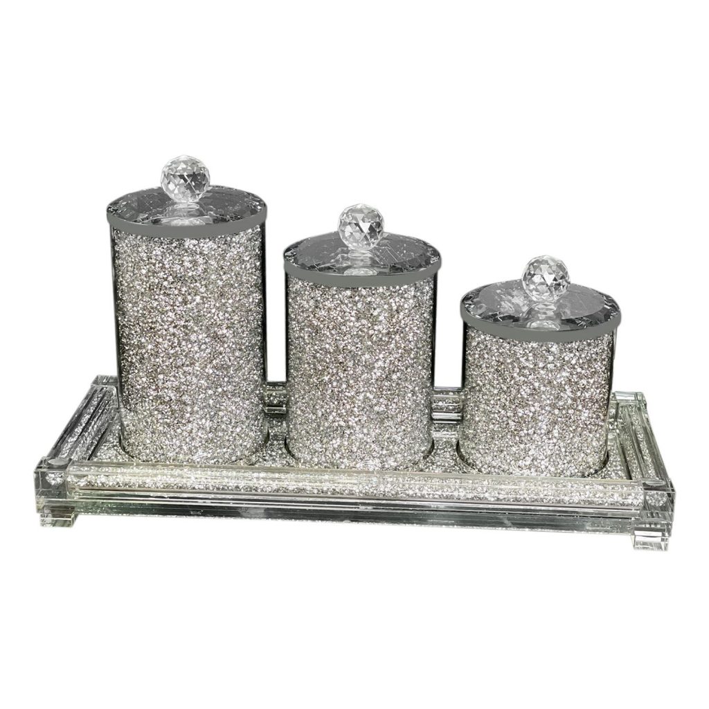 Ambrose Exquisite Three Glass Canister and Tray Gift Set – Craft Supply