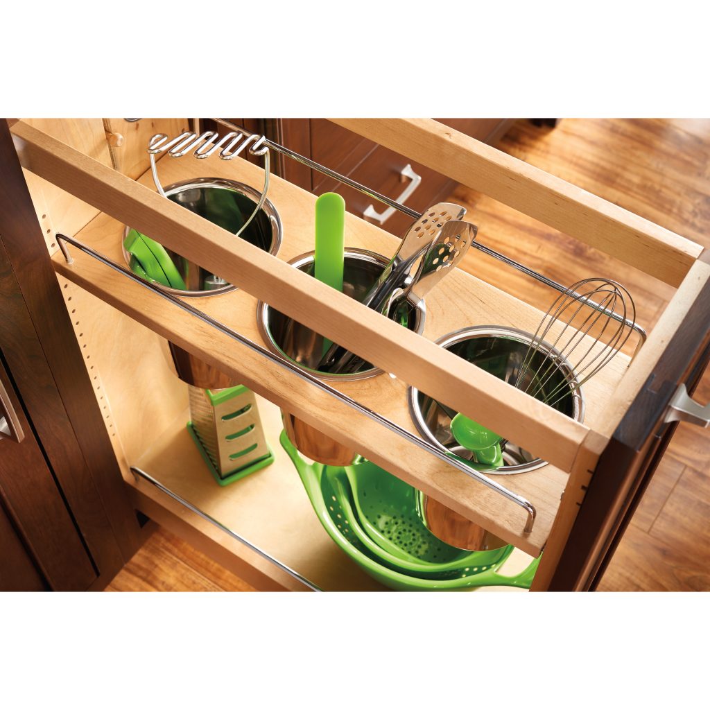 Rev-A-Shelf Pullout Wood Base Cabinet Utensil Organizer with 3 Bins and ...