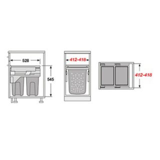 Hafele Hailo 45 & 60 Full Extension Pull Out Laundry Hampers with Soft ...